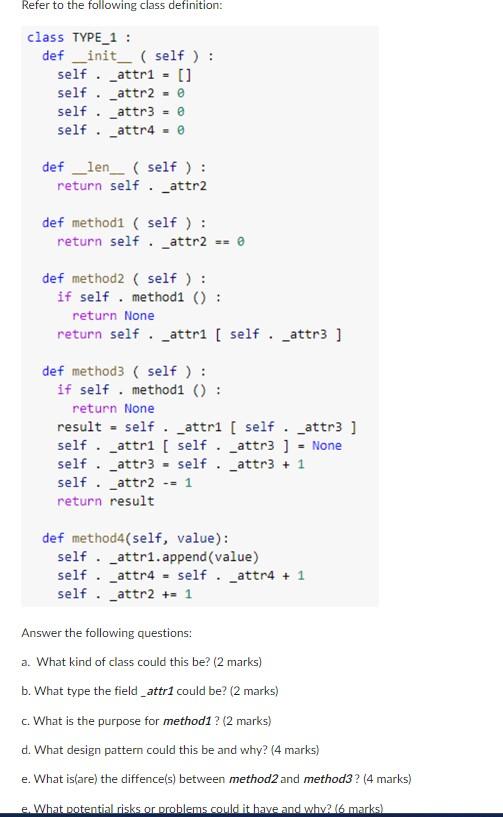 Solved Refer to the following class definition: Answer the | Chegg.com