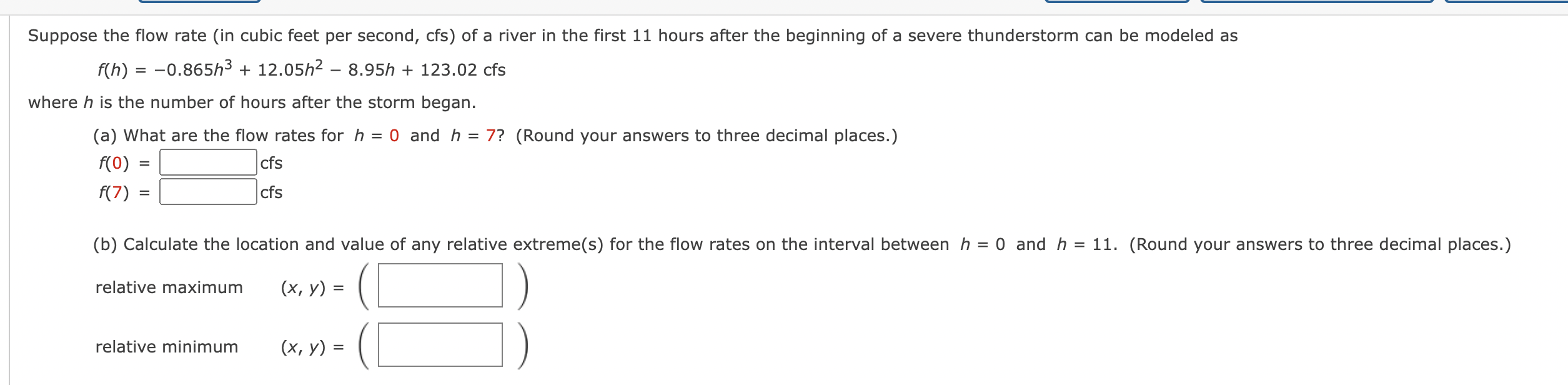 Solved Suppose the flow rate (in cubic feet per second, cfs) | Chegg.com
