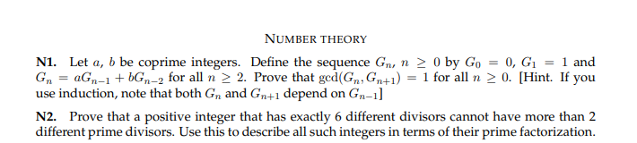 Solved NUMBER THEORY N1. Let a, b be coprime integers. | Chegg.com