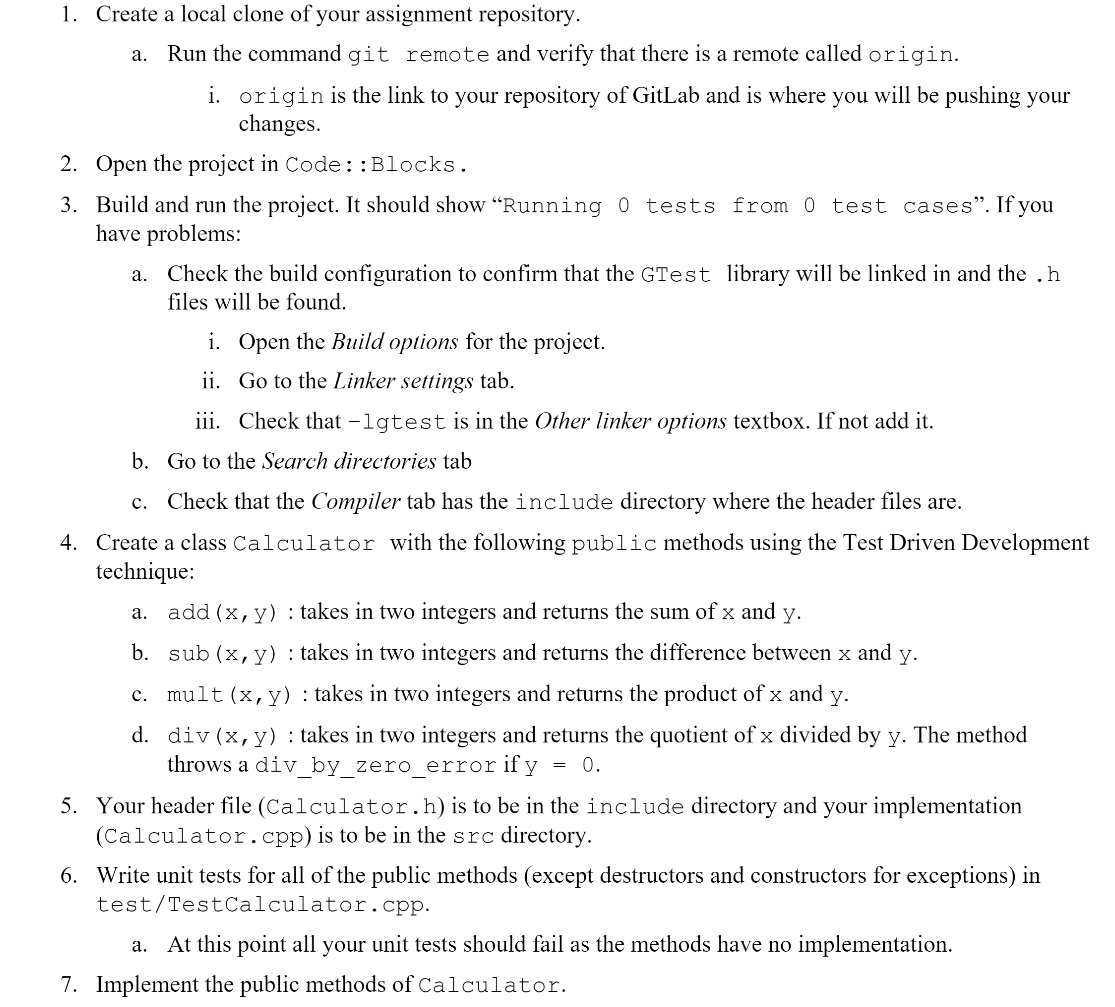 Solved 1. Create a local clone of your assignment | Chegg.com