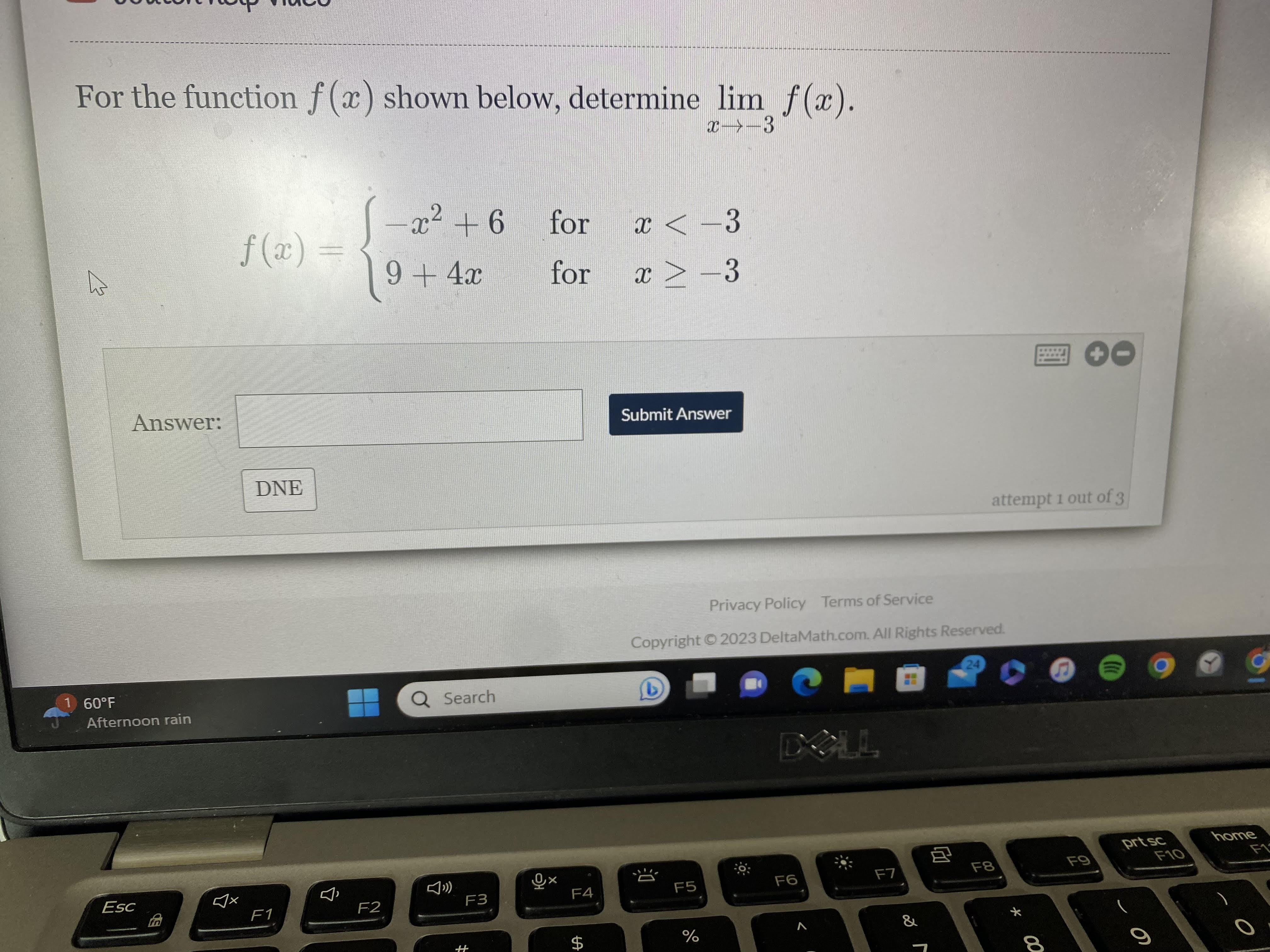 Solved For the function f(x) shown below, determine | Chegg.com