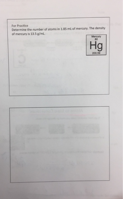 Solved Determine the number of atoms in 1.85 mL of mercury. | Chegg.com