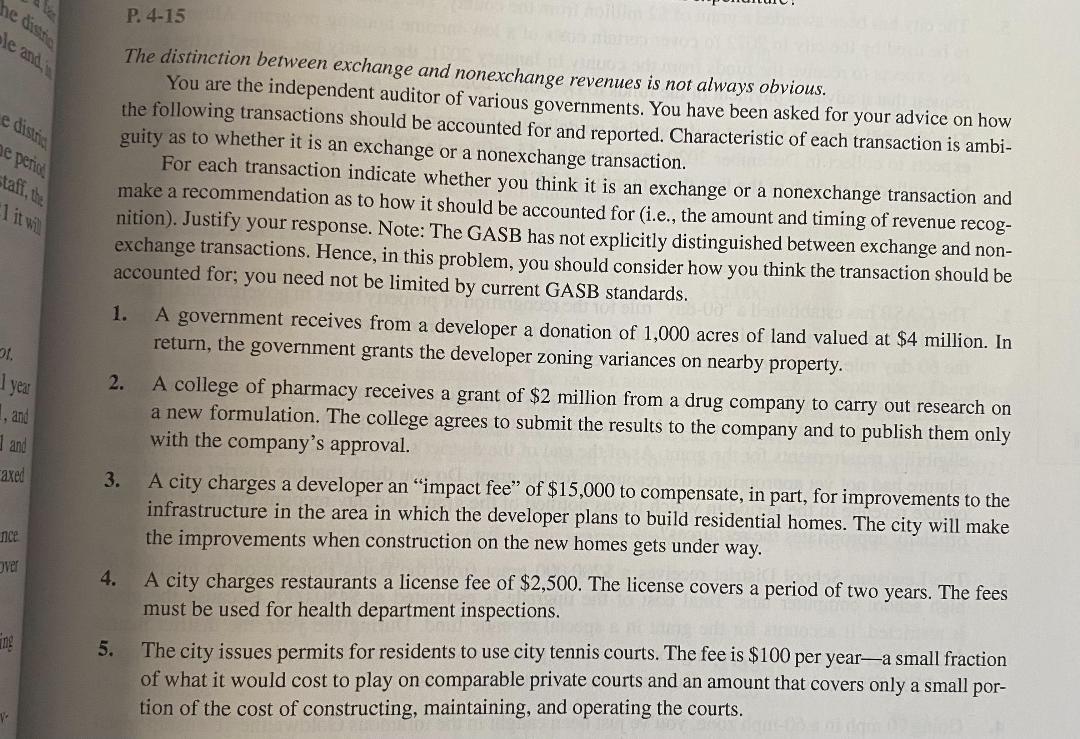 The distinction between exchange and nonexchange | Chegg.com