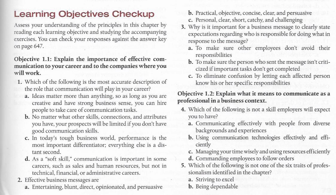 Learning Objectives Checkup Assess your understanding | Chegg.com