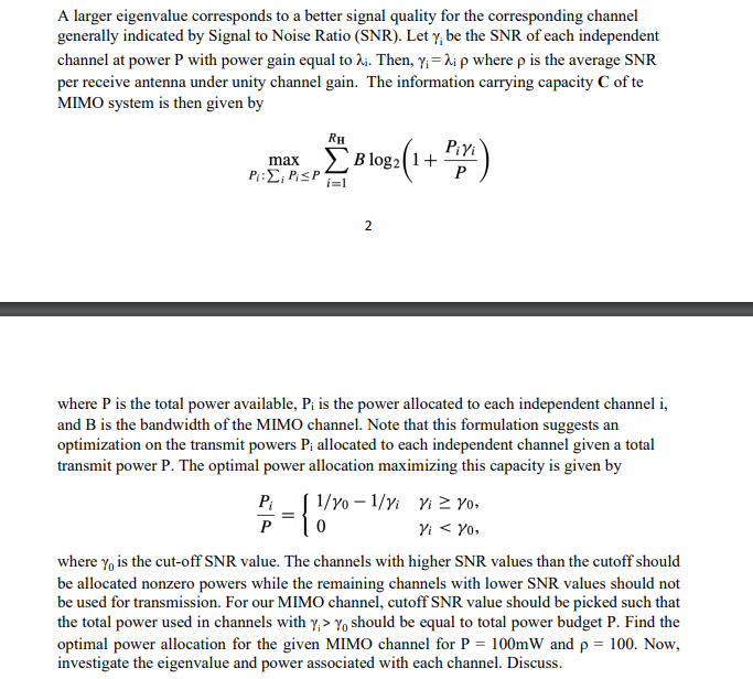 Q1)Eigenvalues of the channel correlation | Chegg.com