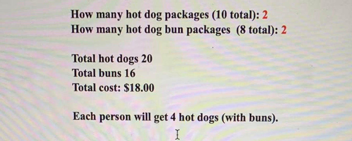 Solved How many hot dog packages (10 total): 2 How many hot | Chegg.com