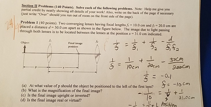 Solved Section II Problems (140 Points). Solve each of the | Chegg.com