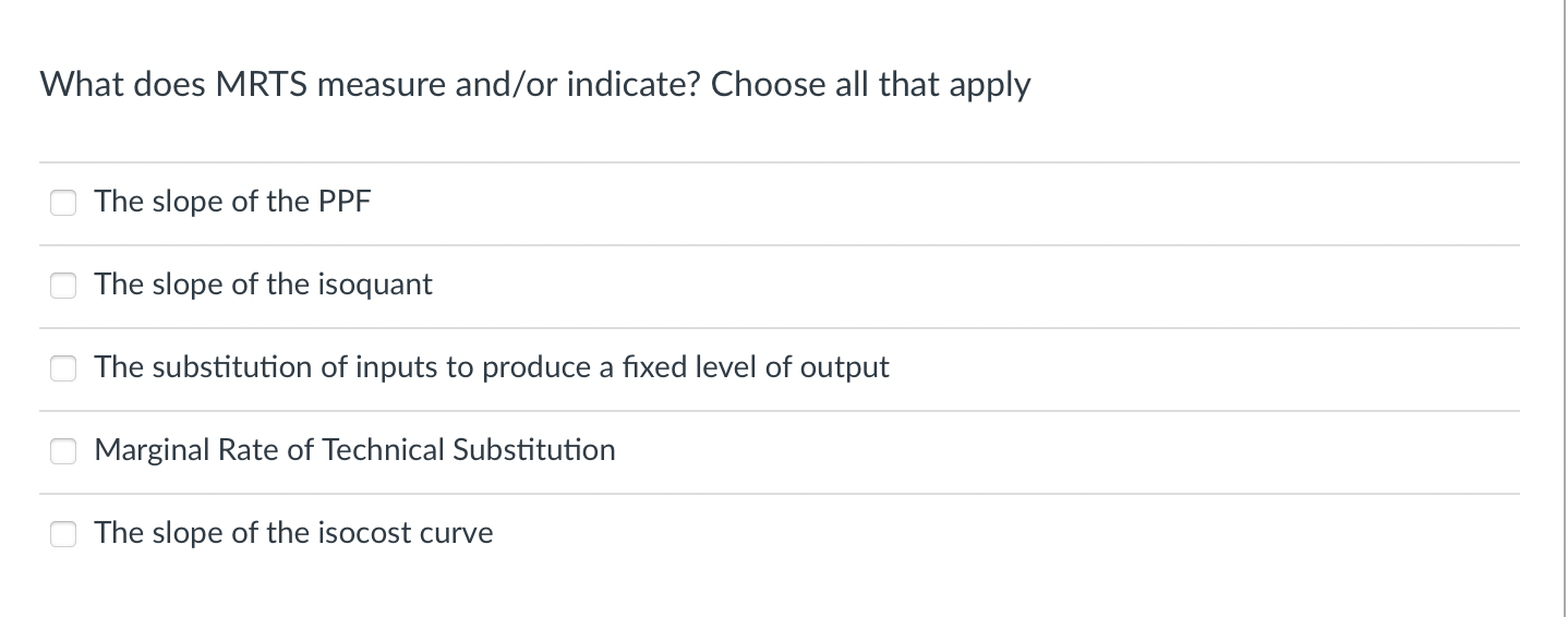 Solved What does MRTS measure and/or indicate? Choose all | Chegg.com