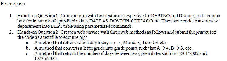 Solved Windows form for 1. and ASP.NET web application for | Chegg.com