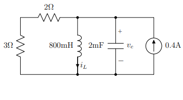 Solved Consider the following t > 0 circuit with initial | Chegg.com