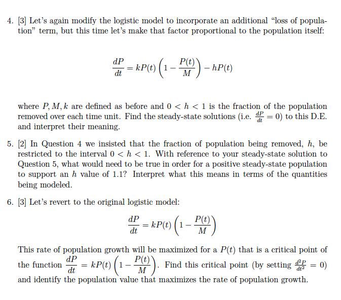 The logistic growth model describes population growth | Chegg.com
