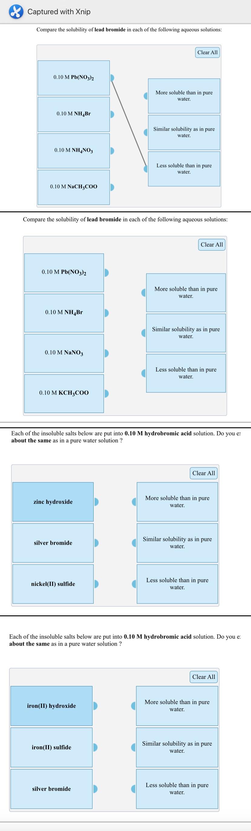 Solved Captured with Xnip Compare the solubility of lead | Chegg.com