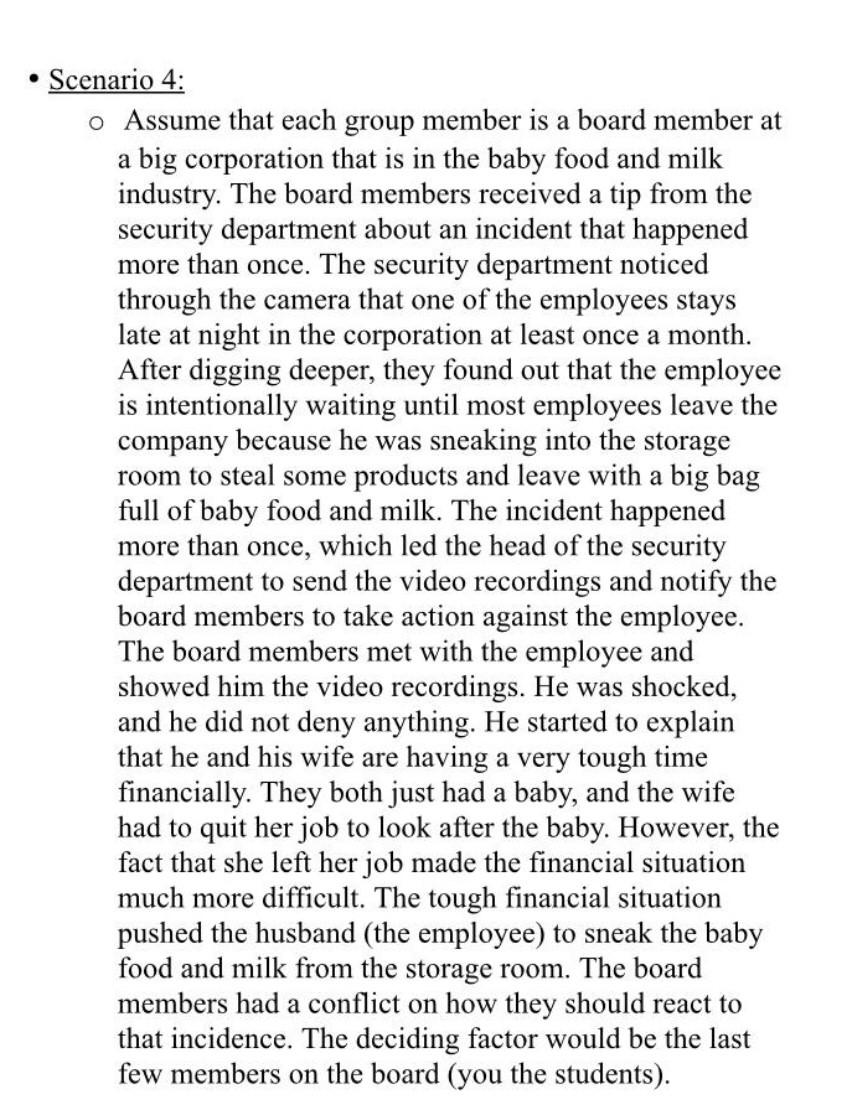 Solved 1. Provide a background about your scenario. 2. | Chegg.com