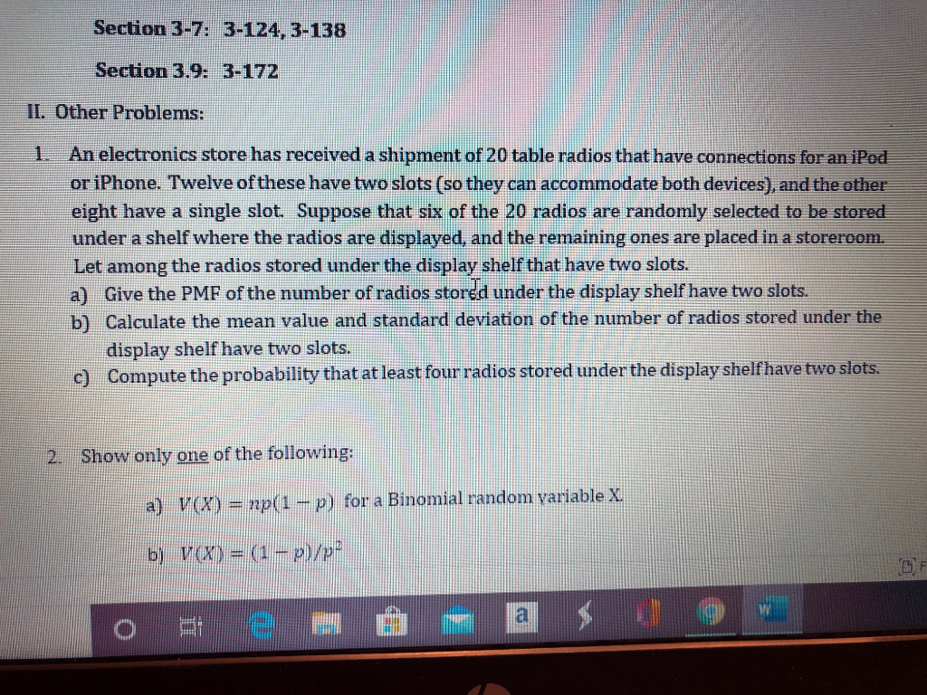 Solved Section 3-7: 3-124, 3-138 Section 3.9: 3-172 II. | Chegg.com