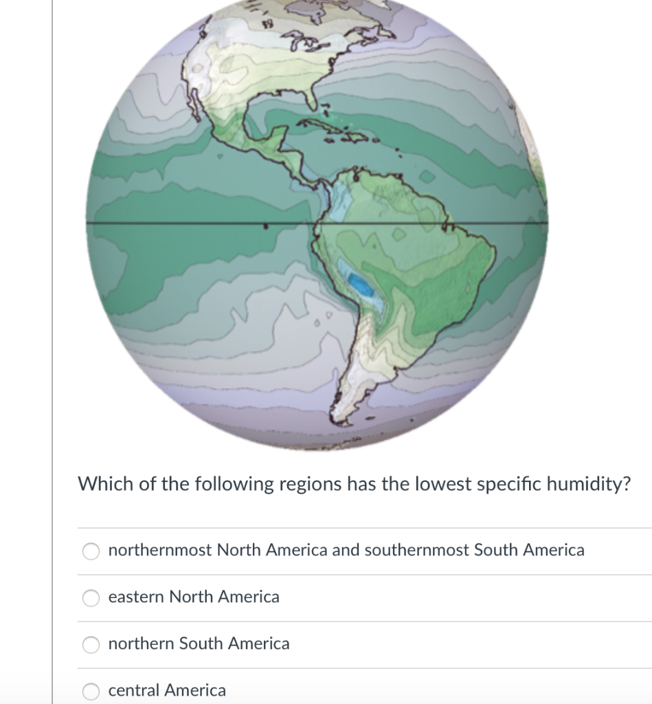 Solved This map shows Specific Humidity for the Western | Chegg.com