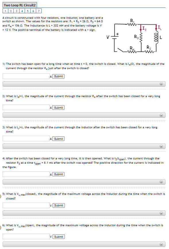 Solved Two Loop RL Circuit 1 2 3 4 5 6 7 A circuit is | Chegg.com