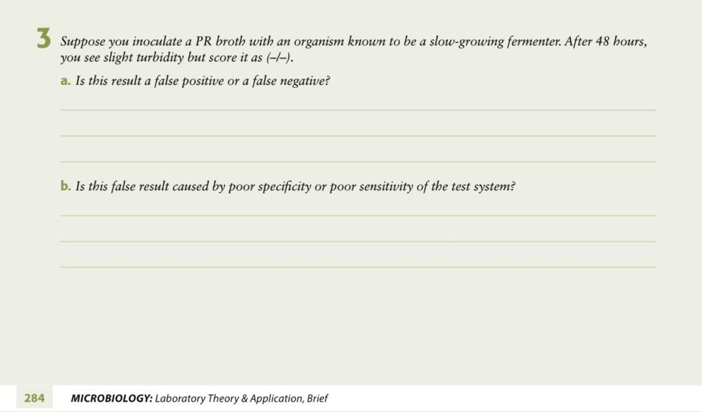 TABLE 5-2 Phenol Red Fermentation Broth Test Results | Chegg.com
