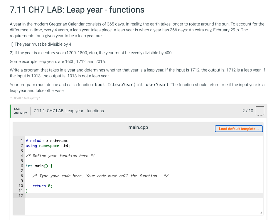 Solved A year in the modern Gregorian Calendar consists of | Chegg.com