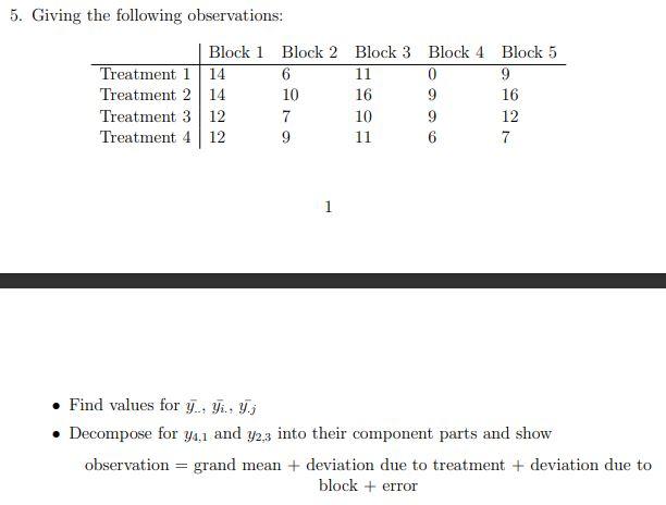 Solved 5. Giving the following observations: Block 1 Block 2 | Chegg.com