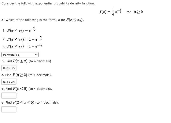 Solved Consider the following exponential probability | Chegg.com