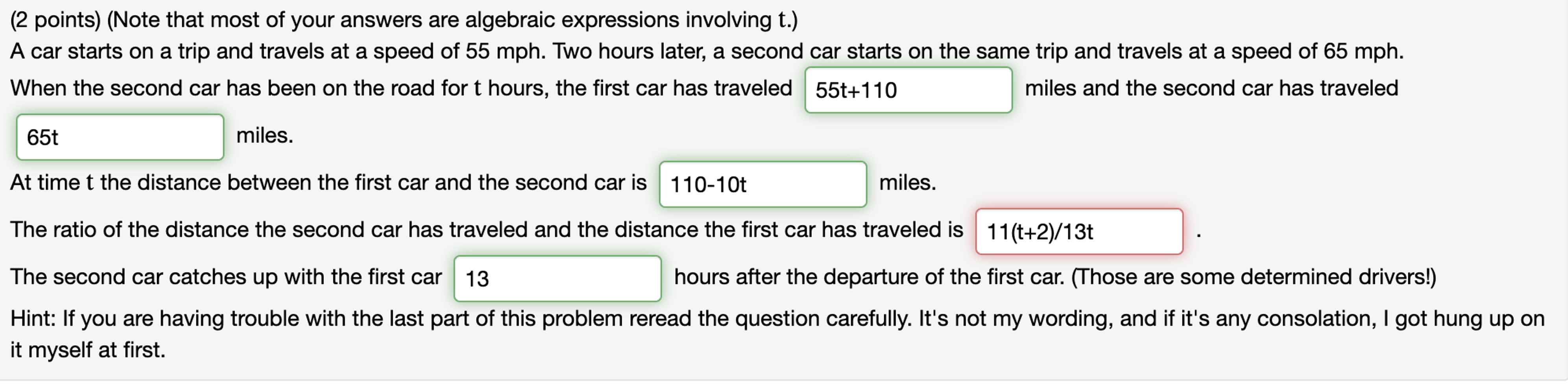 Solved (2 ﻿points) (Note that most of your answers are | Chegg.com