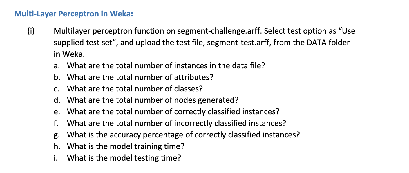 Solved Using Weka For Classification And Learning Apply The 