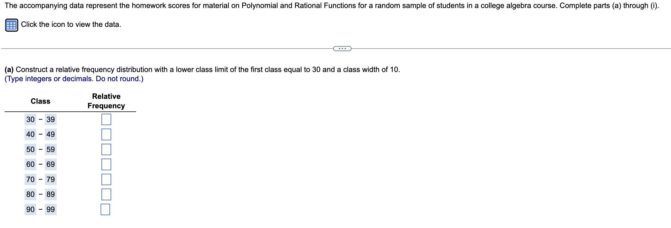 Solved College Algebra Scores: | Chegg.com