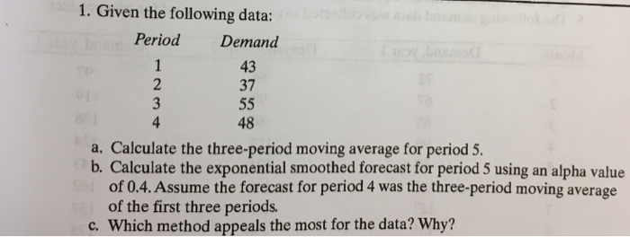 Solved Given the following data: a. Calculate the | Chegg.com