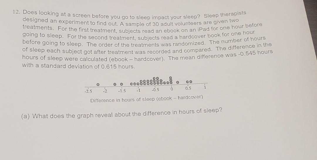 Solved 12. Does looking at a screen before you go to sleep | Chegg.com