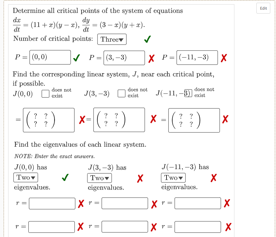Solved Determine all critical points of the system of | Chegg.com