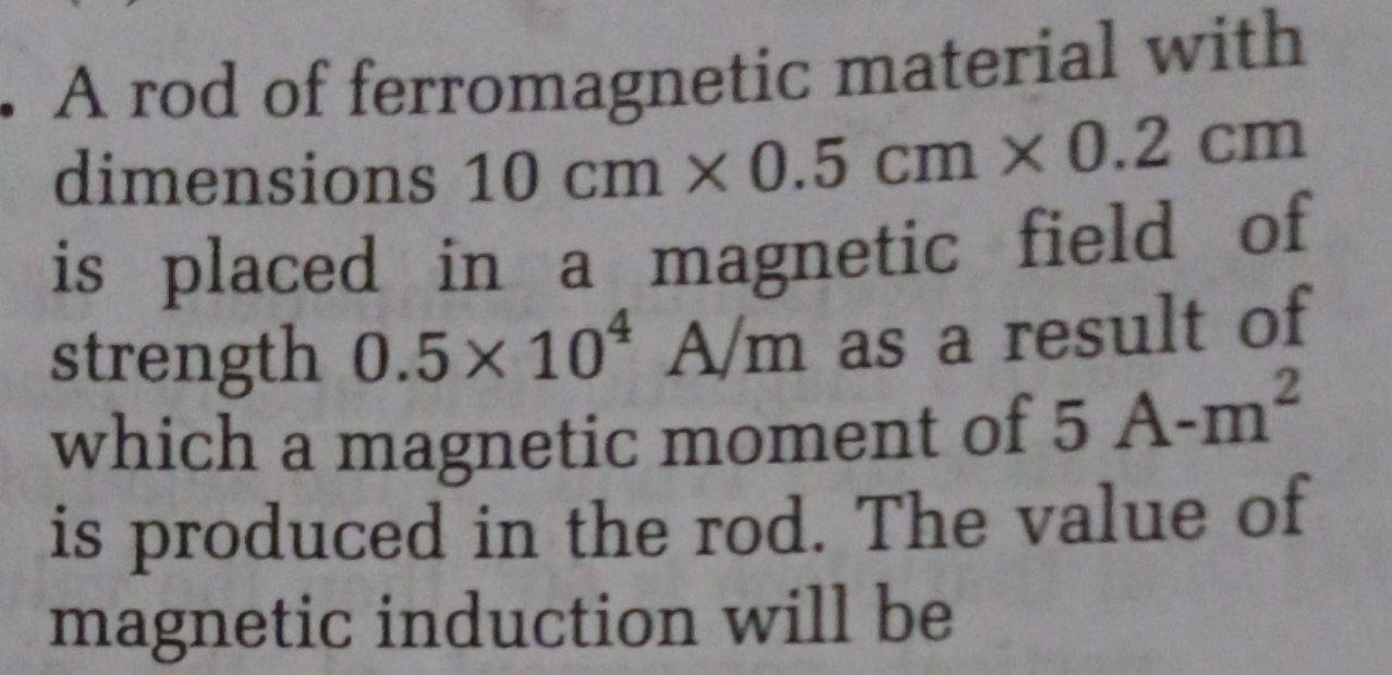 Solved • A rod of ferromagnetic material with dimensions 10 | Chegg.com