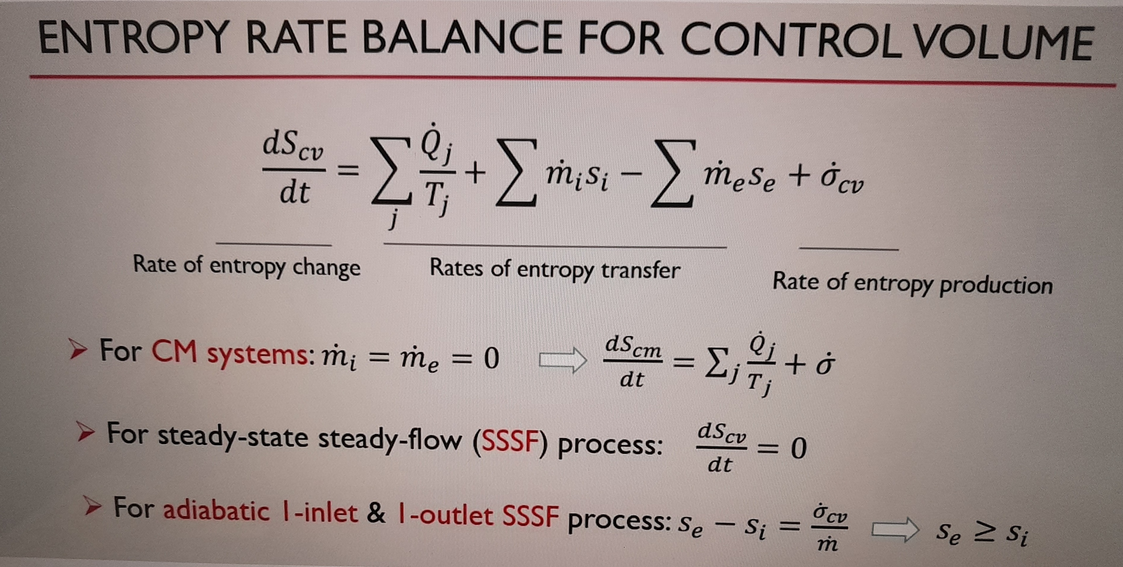 Solved ENTROPY RATE BALANCE FOR CONTROL VOLUME The balance | Chegg.com