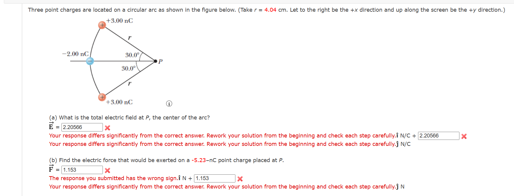 Solved Three point charges are located on a circular arc as | Chegg.com
