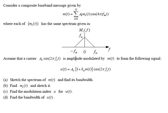 Solved Consider a composite baseband message given by m(t) | Chegg.com