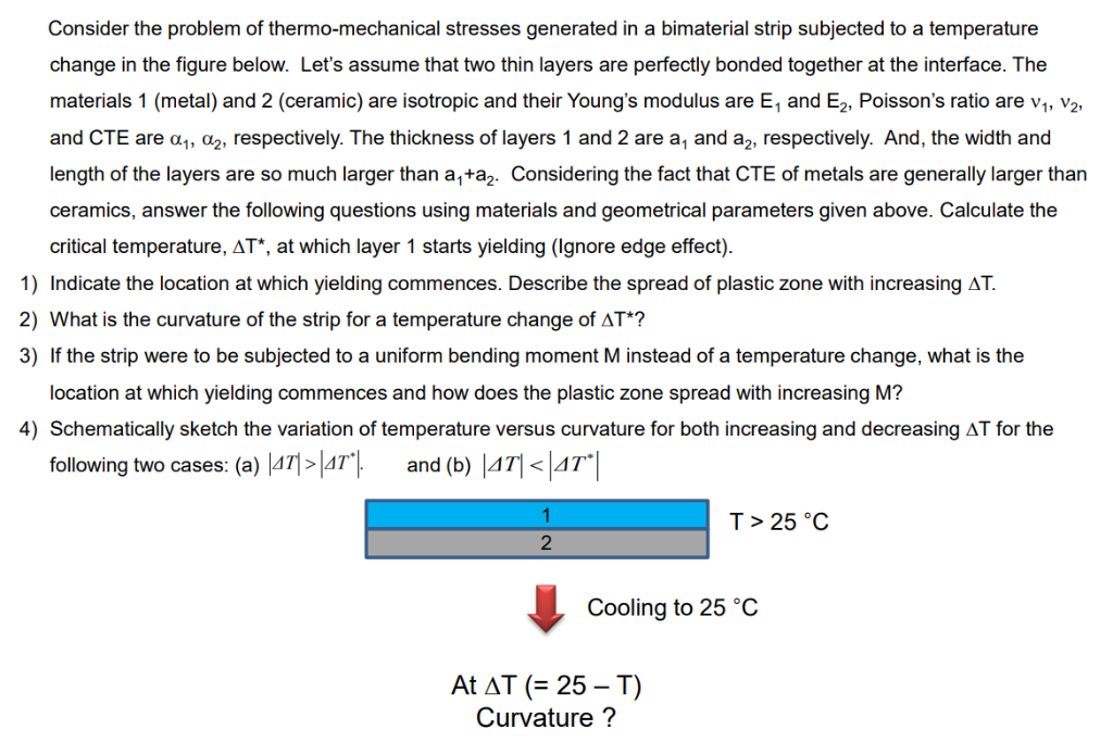 Consider the problem of thermo-mechanical stresses | Chegg.com