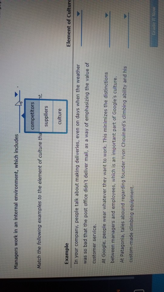 Solved Managers work in an internal environment, which | Chegg.com
