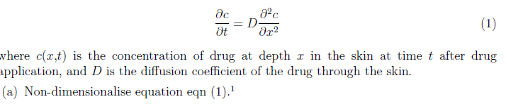 Solved ∂t∂c=D∂x2∂2c where c(x,t) is the concentration of | Chegg.com
