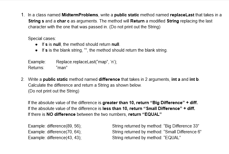 Solved 1 In A Class Named Midtermproblems Write A Public