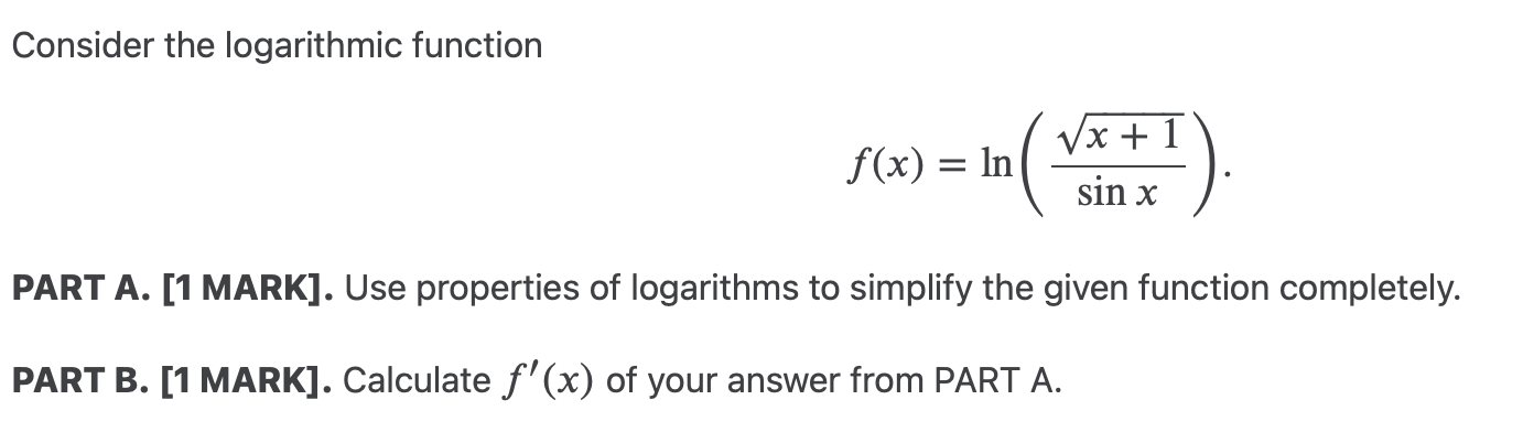 Solved Consider the logarithmic | Chegg.com
