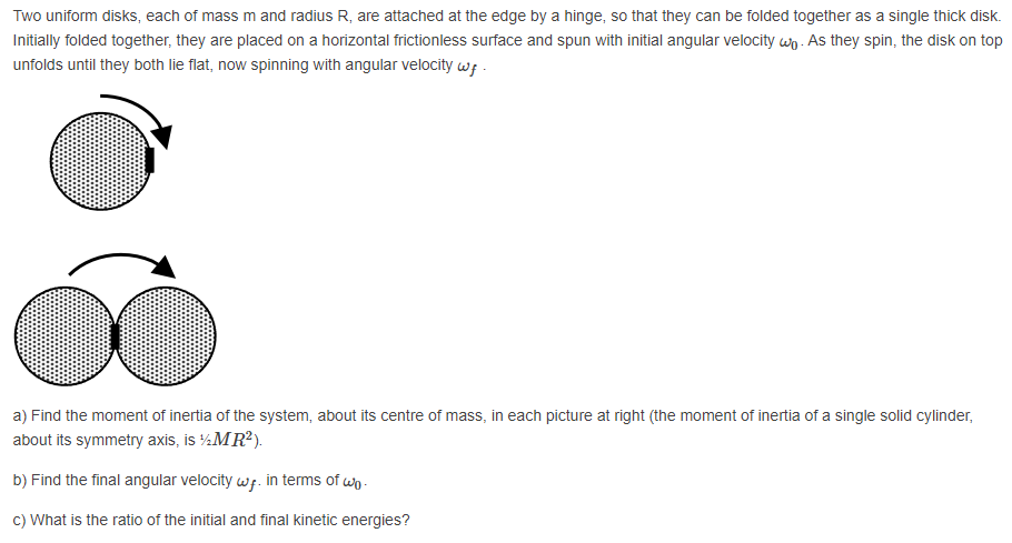 Solved Two uniform disks, each of mass m and radius R, are | Chegg.com