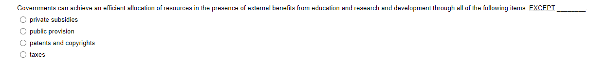 Solved Governments can achieve an efficient allocation of | Chegg.com