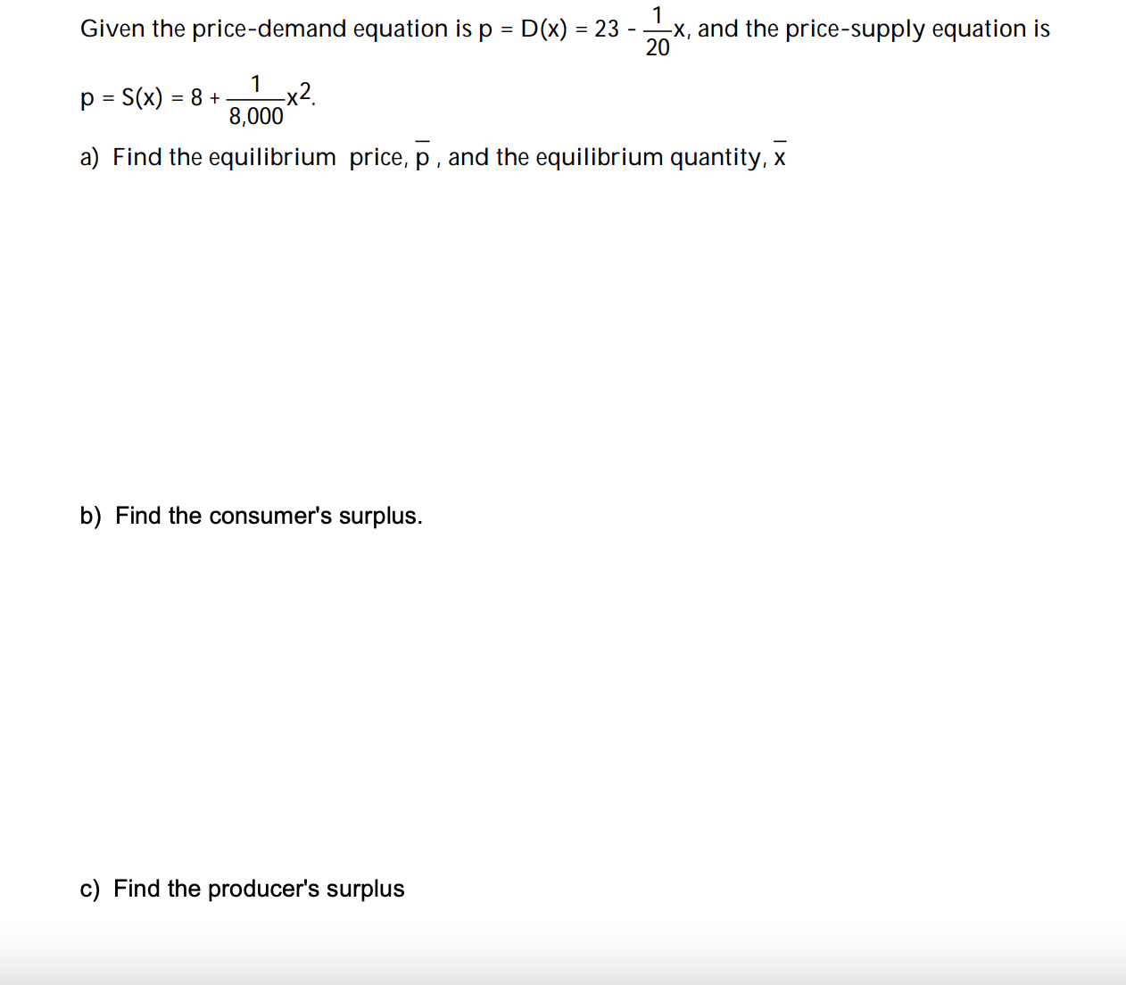 Solved Show work: Given the price-demand equation is | Chegg.com
