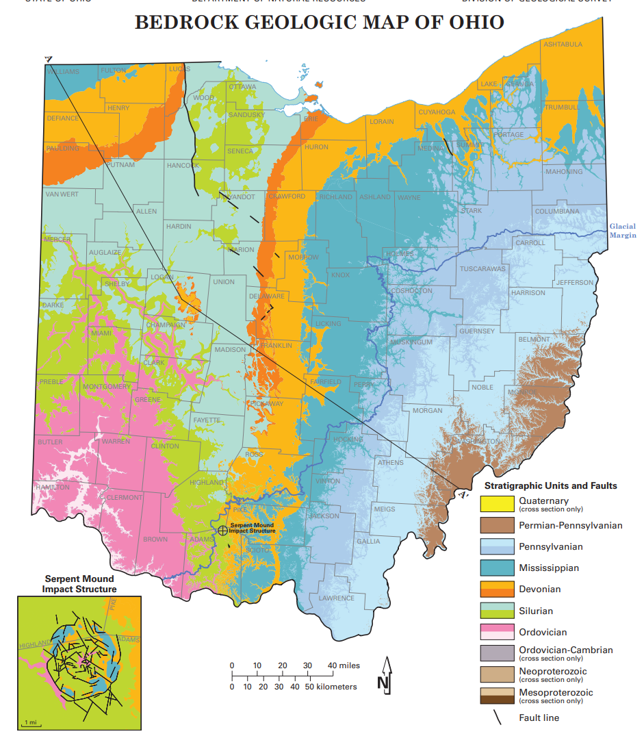 Solved BEDROCK GEOLOGIC MAP OF OHIO ASHTABULA 7 LIAMS FULTON | Chegg.com