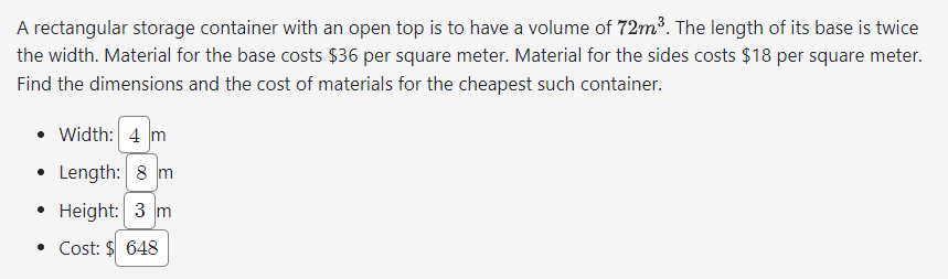 Solved A rectangular storage container with an open top is | Chegg.com