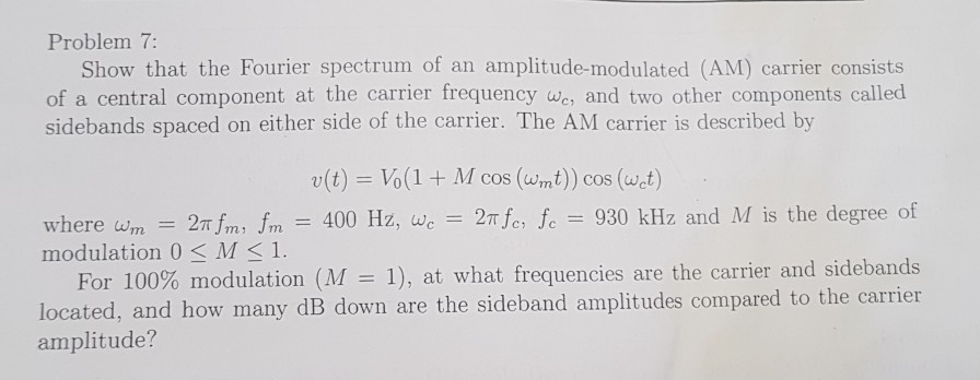 Solved Problem 7: Show that the Fourier spectrum of an | Chegg.com
