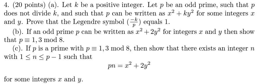 4. (20 points) (a). Let k be a positive integer. Let | Chegg.com