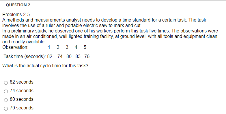 Solved QUESTION 2 Problems 2-5 A methods and measurements | Chegg.com