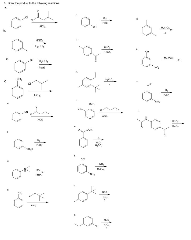 Solved 3. Draw the product to the following reactions. - Cl2 | Chegg.com