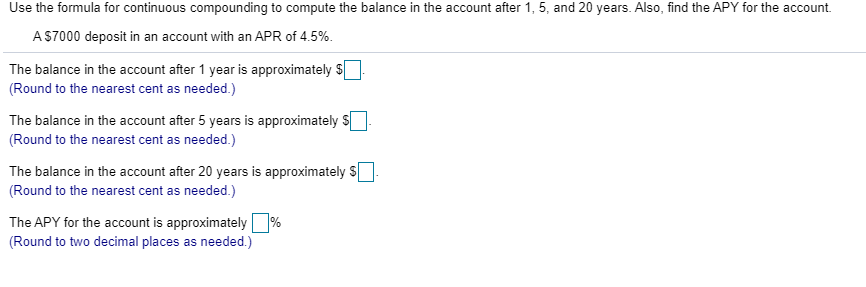 Solved Use the formula for continuous compounding to compute | Chegg.com