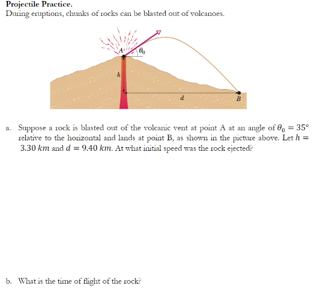 Solved Projectile Practice. During eruptions, chunks of | Chegg.com